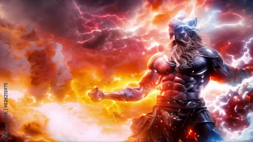 Zeus Greek god of thunder and lightning son of Cronus and Rhea. Concept ...