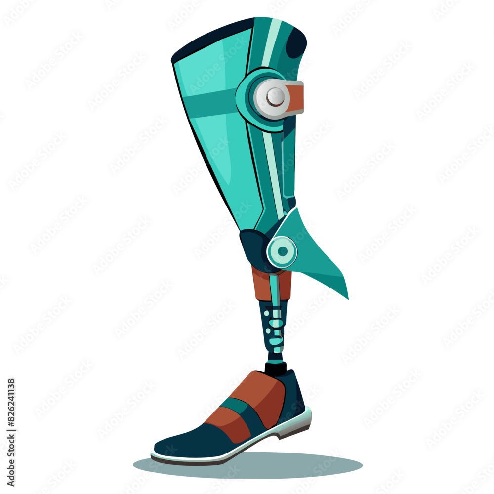 A cartoon illustration shows a prosthetic leg wearing a shoe Stock ...