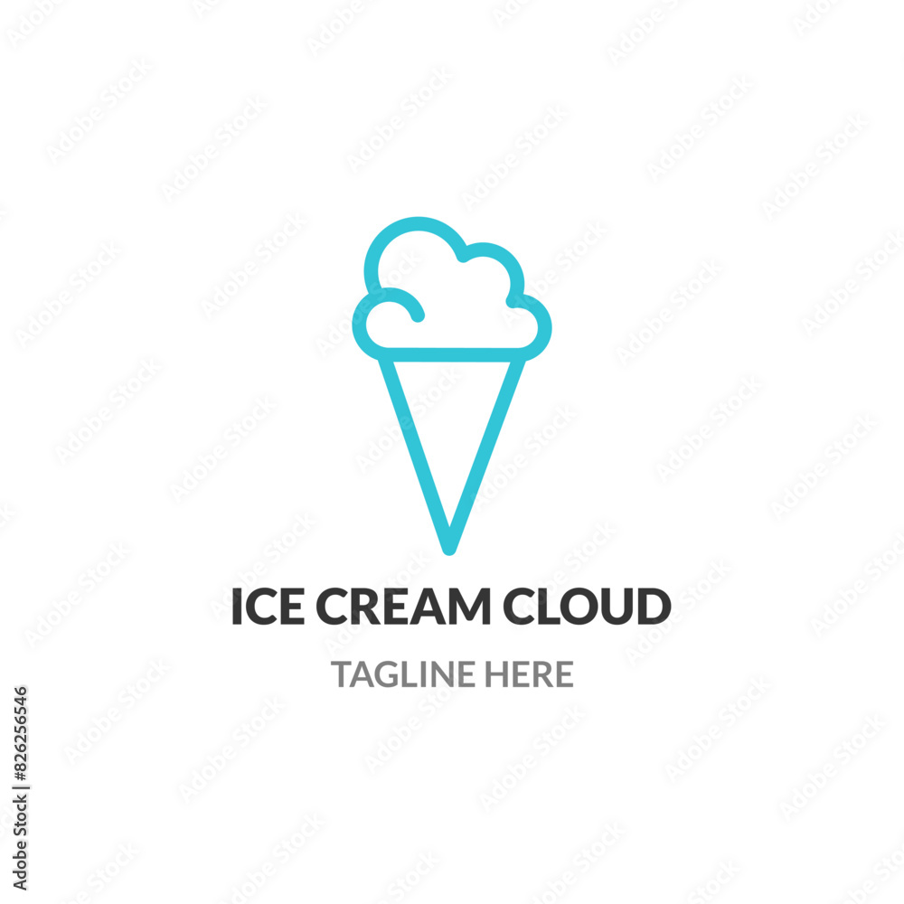 Ice cream cloud logo concept. Ice cream and cloud vector illustration ...