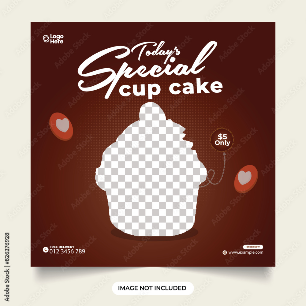 Cupcake social media post. special cupcake social media banner. dessert ...