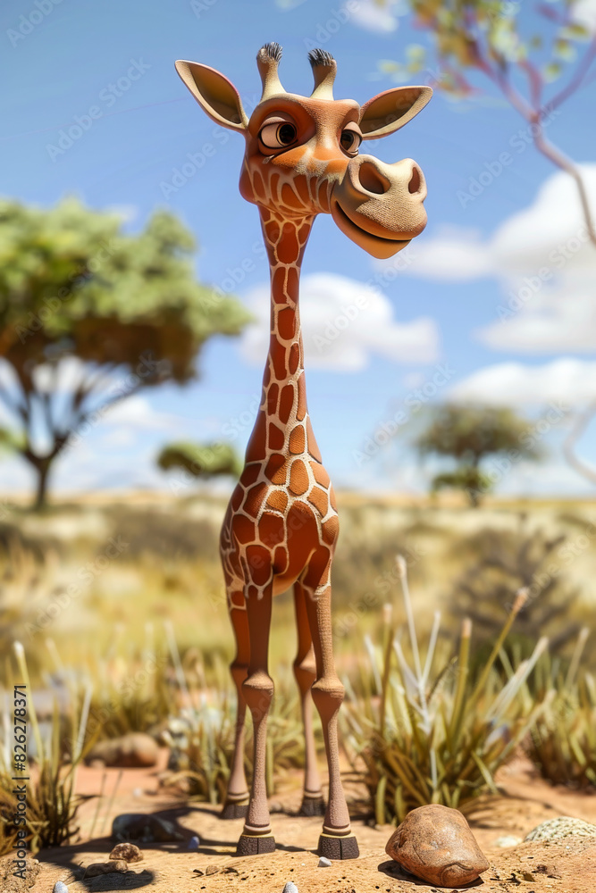 Cartoon Caricature of Giraffe. Generated Image. A digital rendering of ...