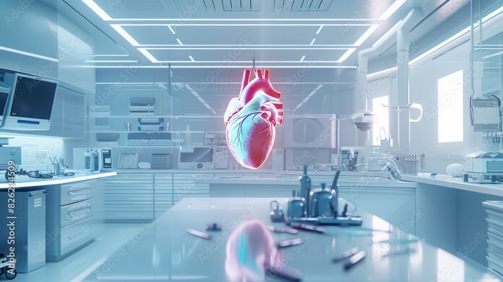 Medical healthcare digital hologram anatomy of human heart and organs ...