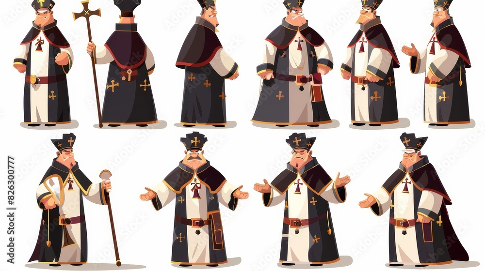 Various situations with catholic priests in modern cartoons. Stock ...
