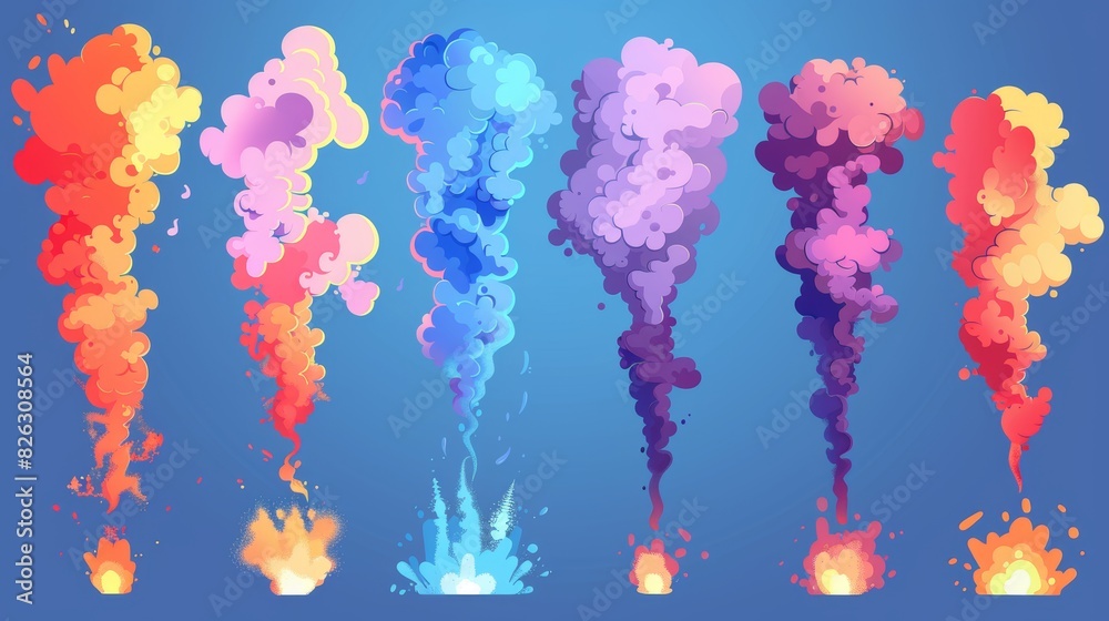 Animated smoke cloud cartoon. Steam explosion dust fight animation ...