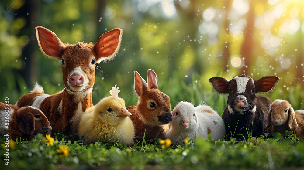 High Resolution Image of Organic Farm Animals in a Glossy Backdrop ...