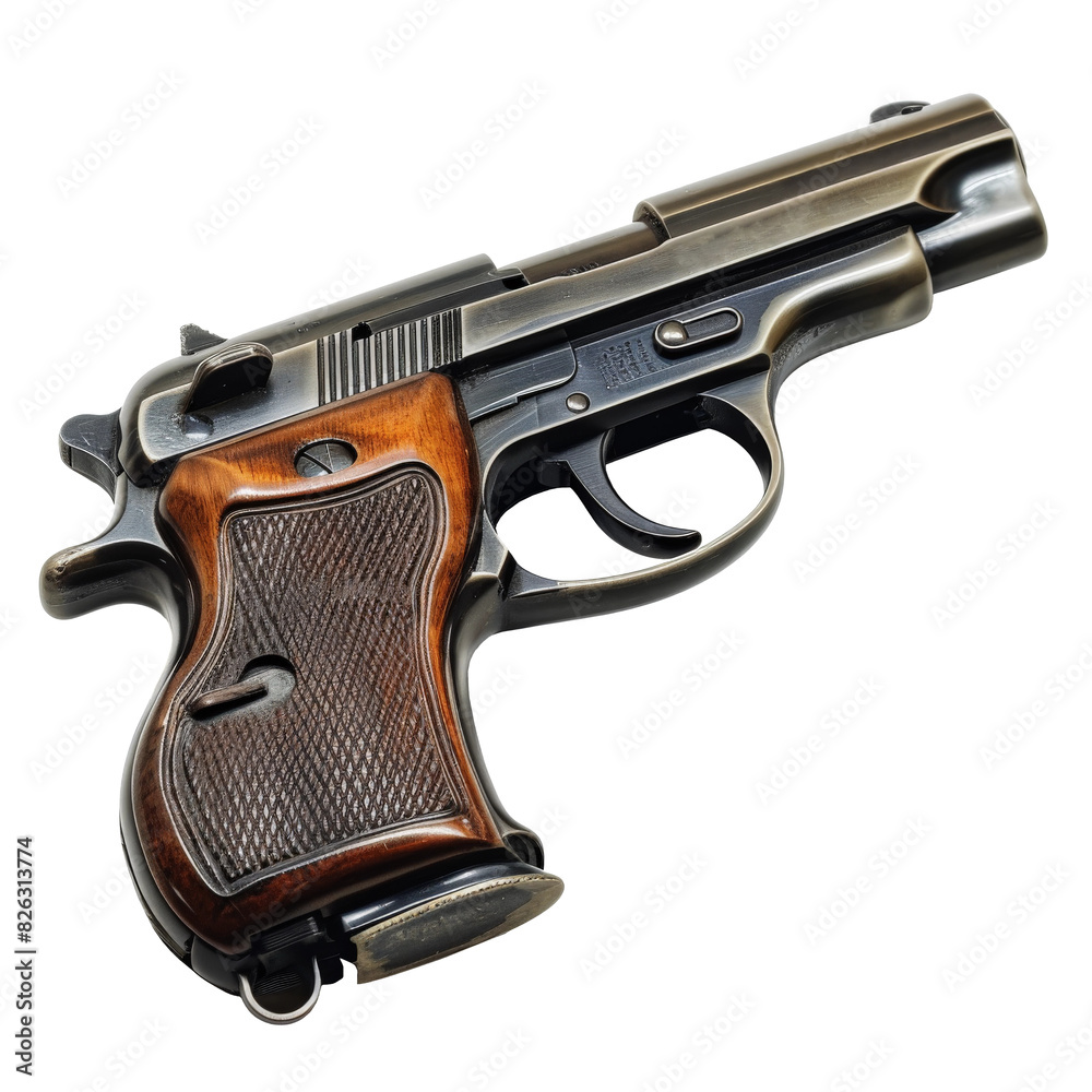 Pistola semiautomática del calibre 9 milímetros en color negro con las ...