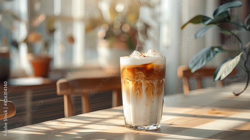 Mockup iced coffee latte with latte art product photography minimal ...