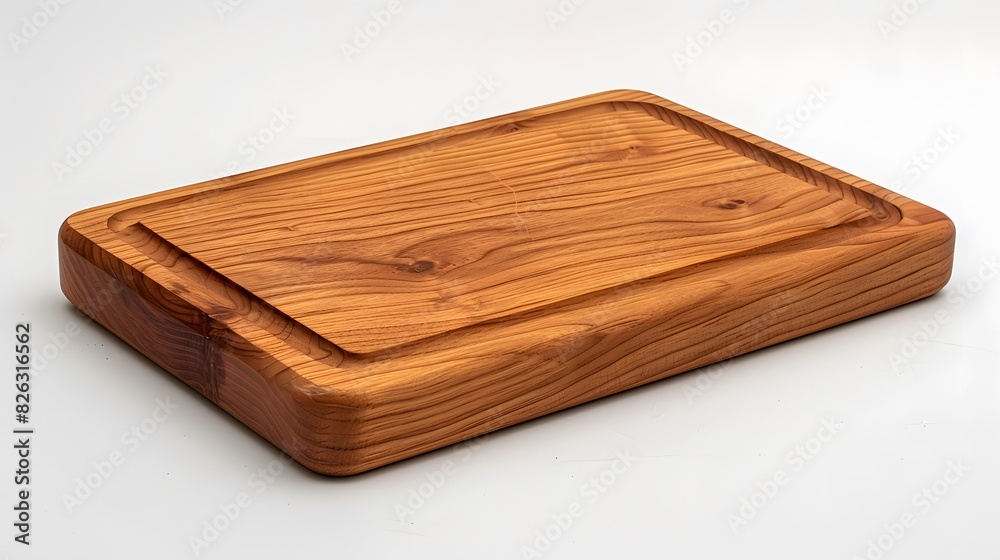 A wooden kitchen board with the top edge and bottom edge, with rounded ...