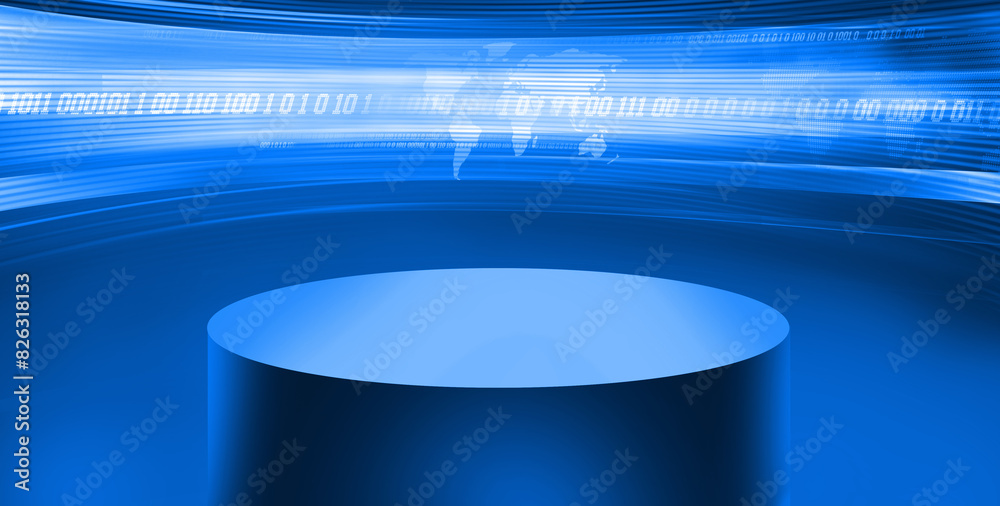 Blue platform on world map backdrop Stock Illustration | Adobe Stock