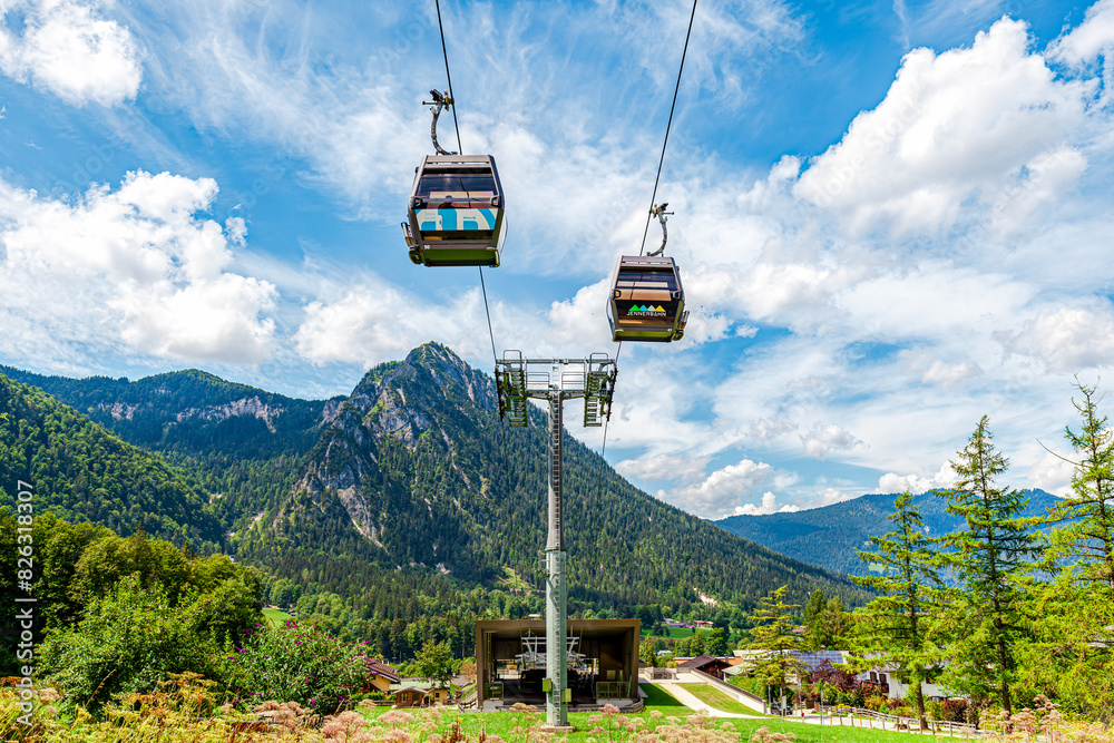 Schönau am Königssee, Bavaria July 29 2022: Jennerbahn. Cable car ...