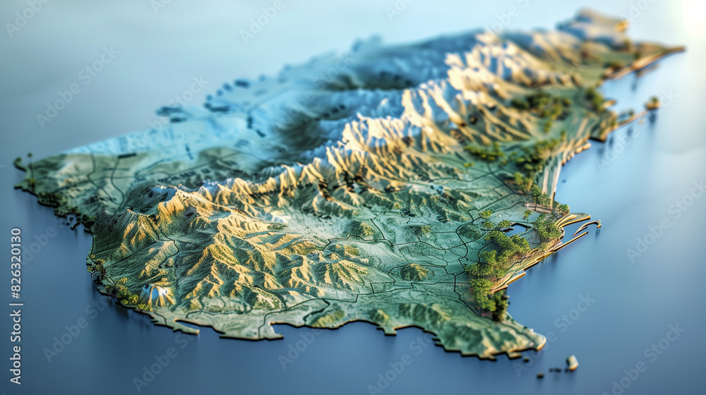 California 3D Map: Visual Representation Stock Photo | Adobe Stock