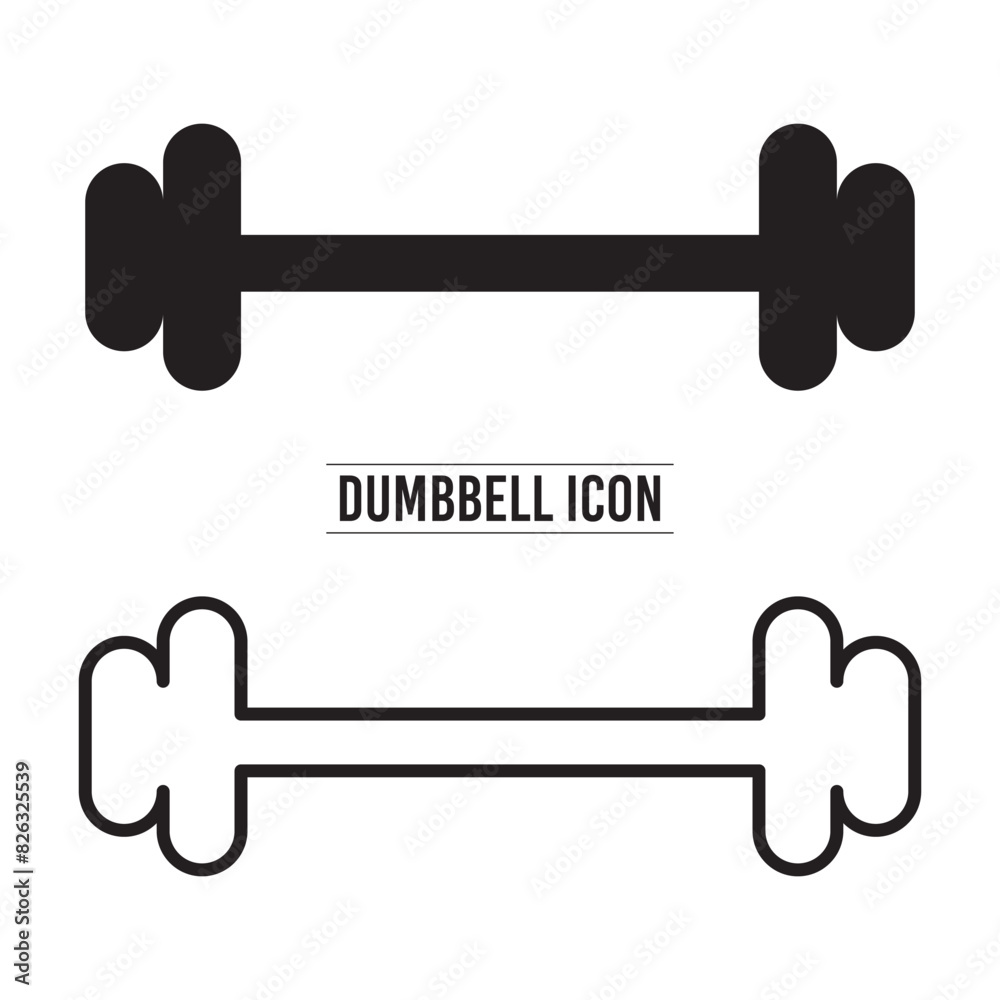 Gym Simple Dumble or barbell icon Illustration Clip Art Vector on white ...