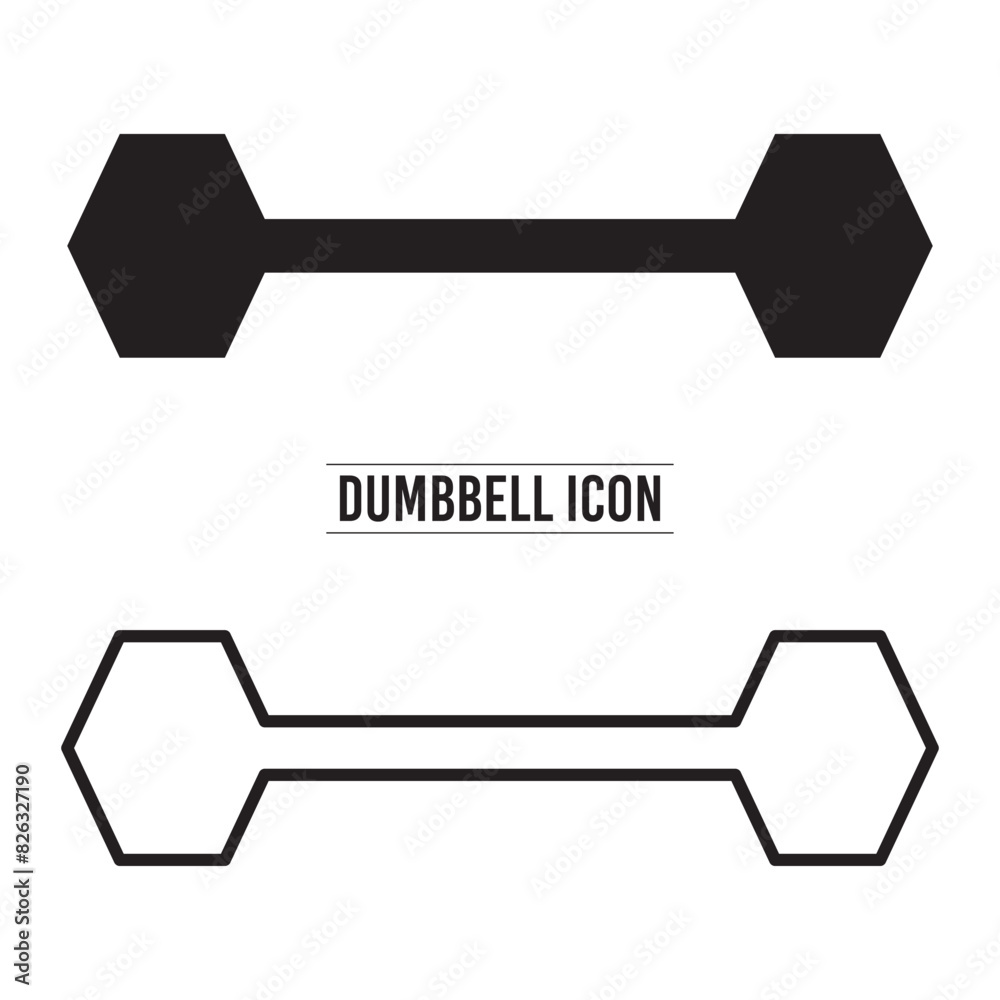 Gym Simple Dumble or barbell icon Illustration Clip Art Vector on white ...