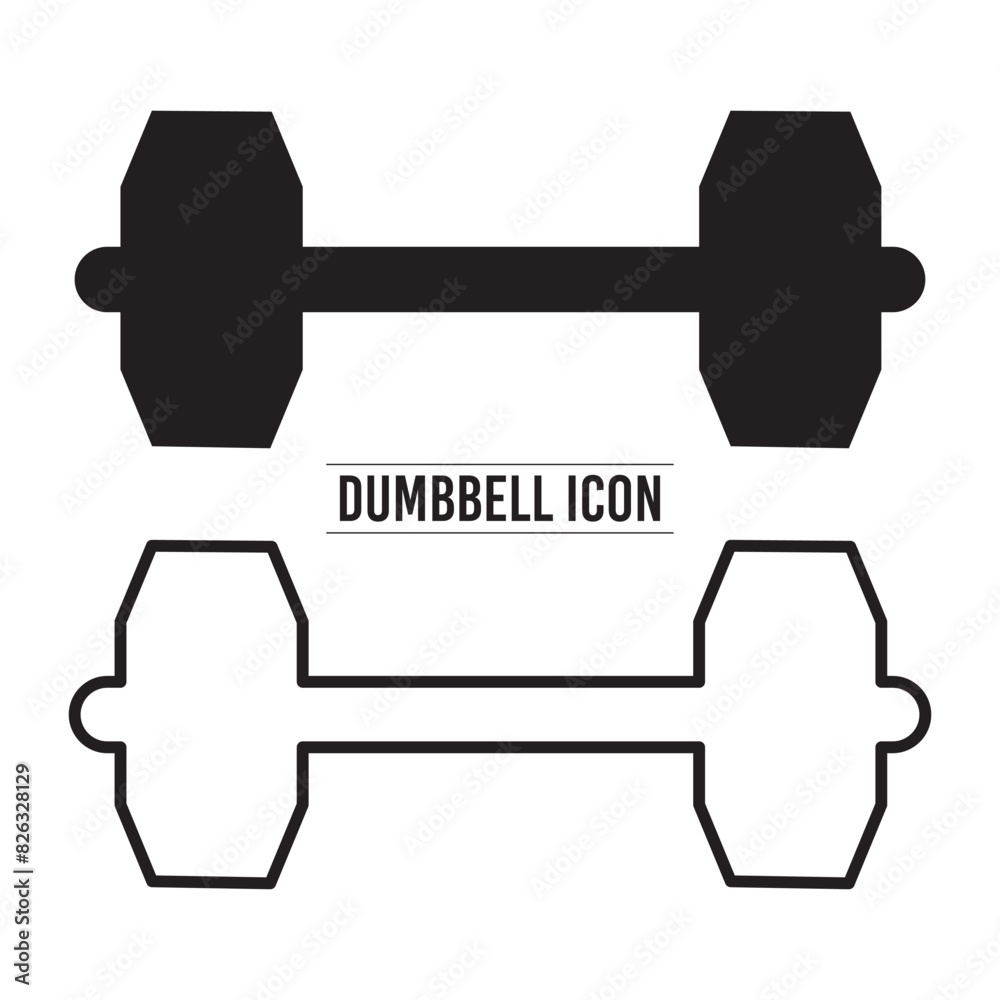 Gym Simple Dumble or barbell icon Illustration Clip Art Vector on white ...