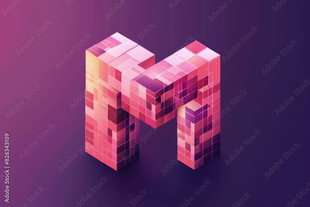 Letter M constructed from cubes, suitable for educational and design ...