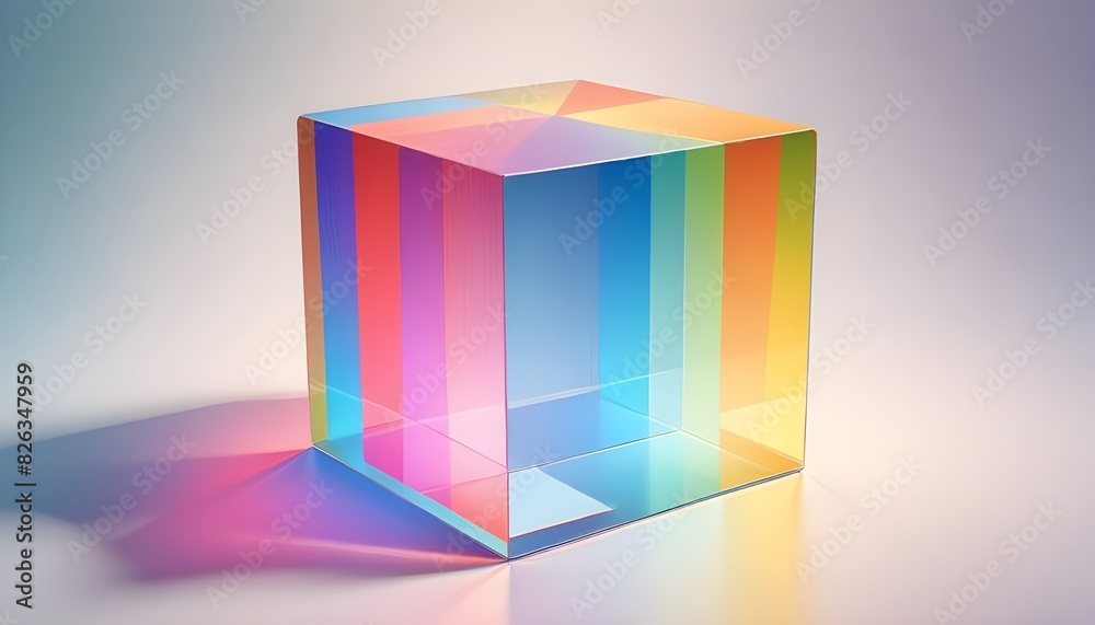 refraction of light spectrum through cube prism Stock Illustration ...
