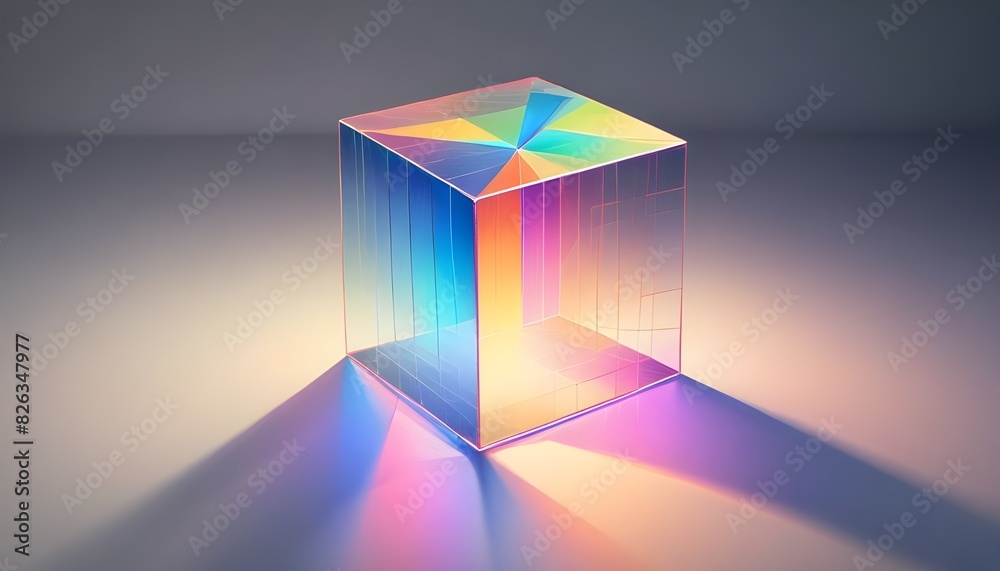 refraction of light spectrum through cube prism Stock Illustration ...