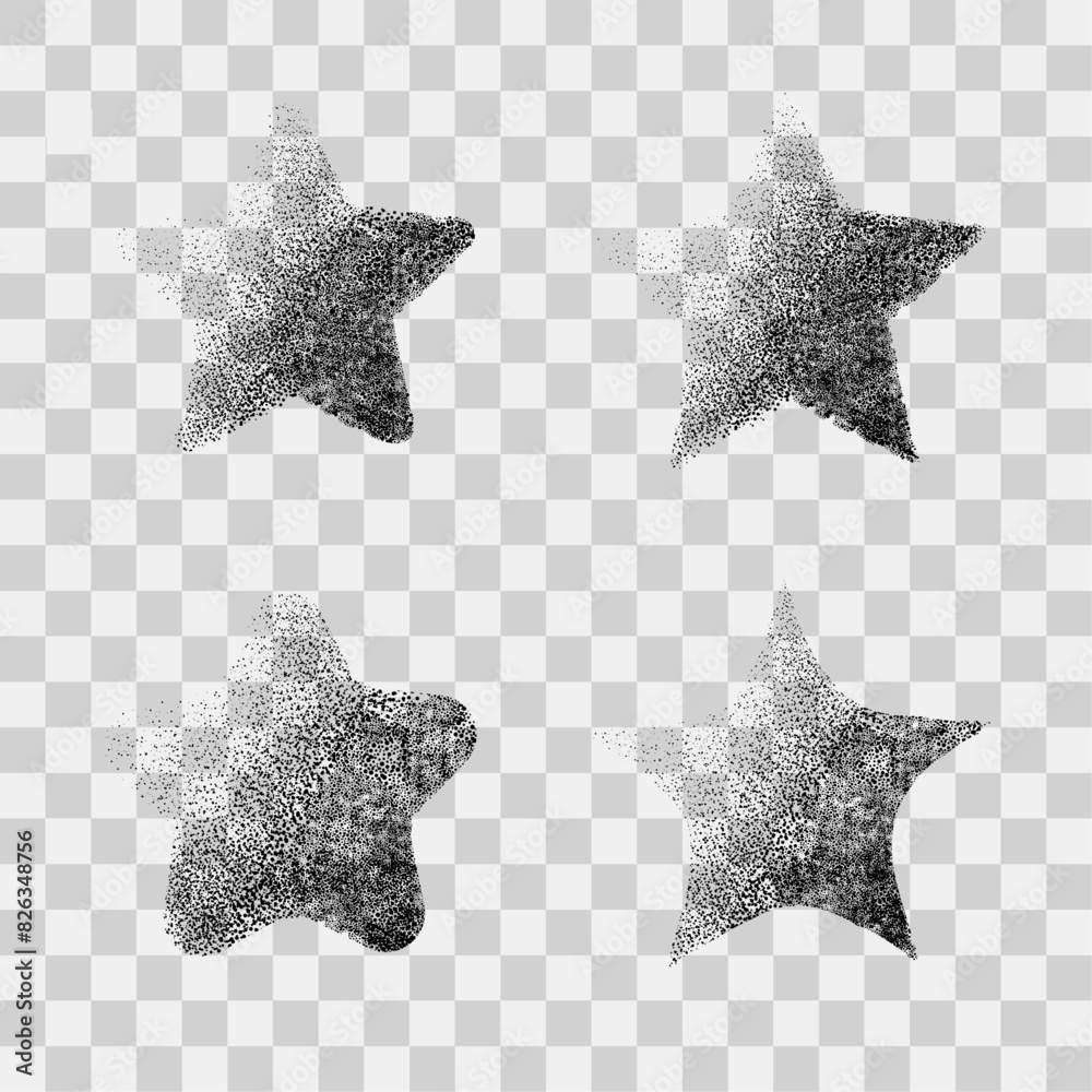 Set of five-pointed review icons in various shapes. Starburst figures ...