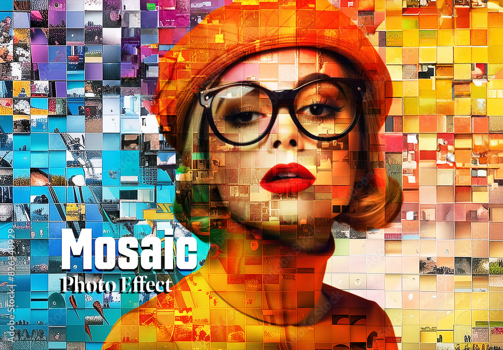 Mosaic Photo Effect Stock Template | Adobe Stock