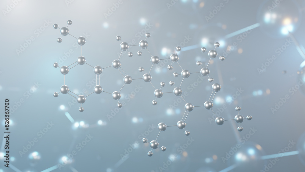mitragynine molecular structure, 3d model molecule, indole-based ...
