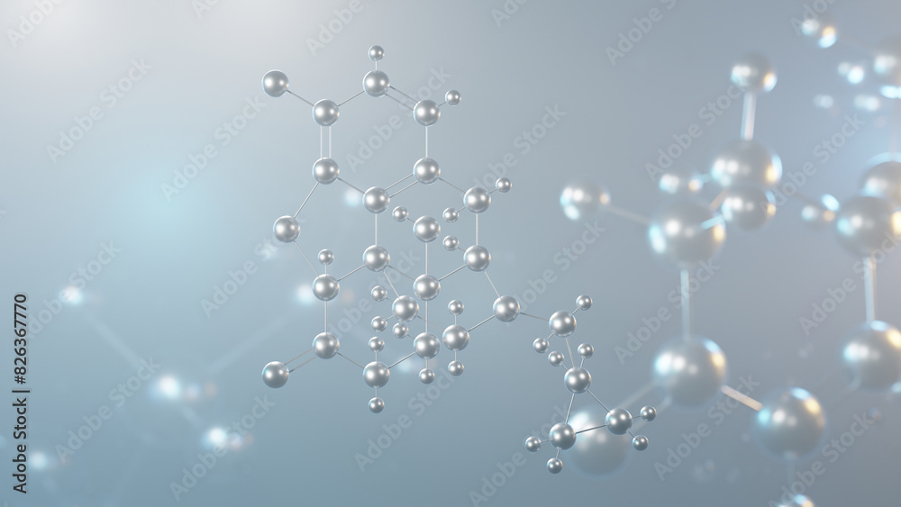 naltrexone molecular structure, 3d model molecule, opiate antagonists ...