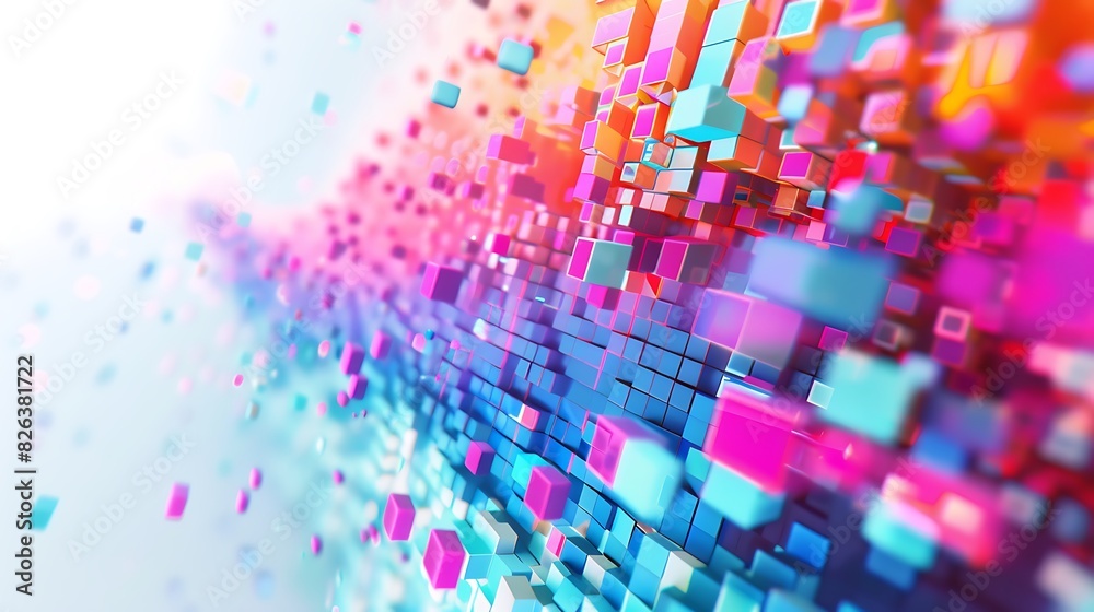 Collection of vivid digital pixels forming a colorful and dynamic ...