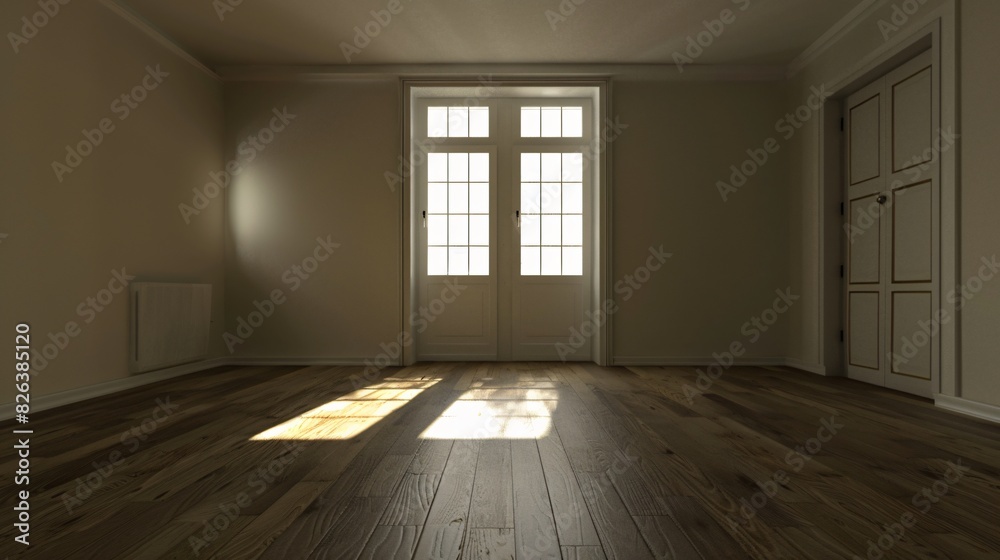 Simple Empty Room of a Nice House with Centered View, Capturing the ...