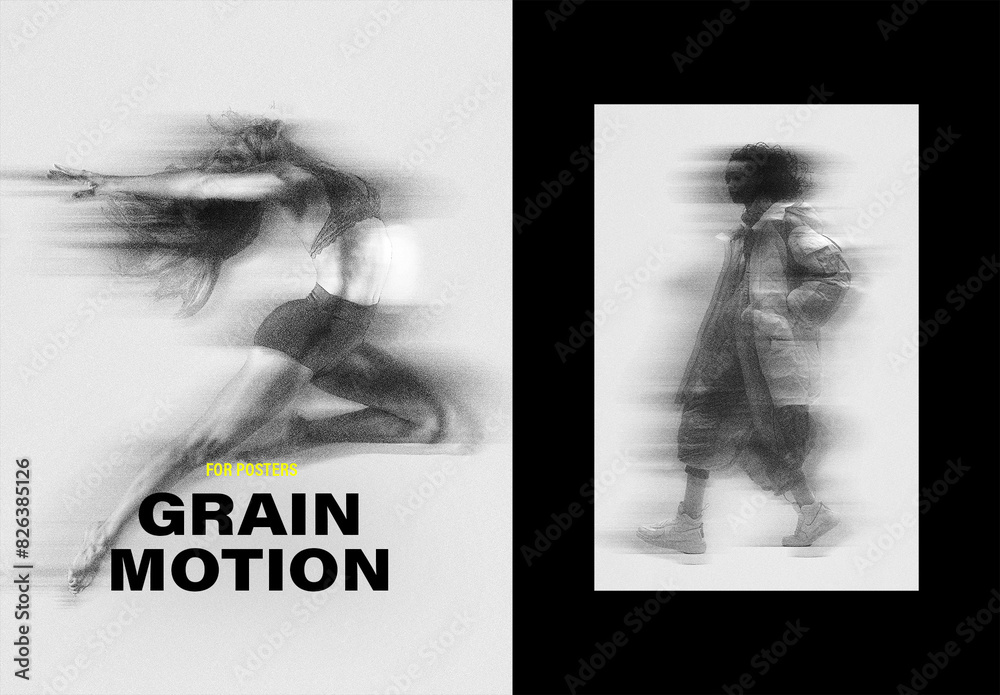 Grain Motion Poster Photo Effect Mockup Stock Template | Adobe Stock