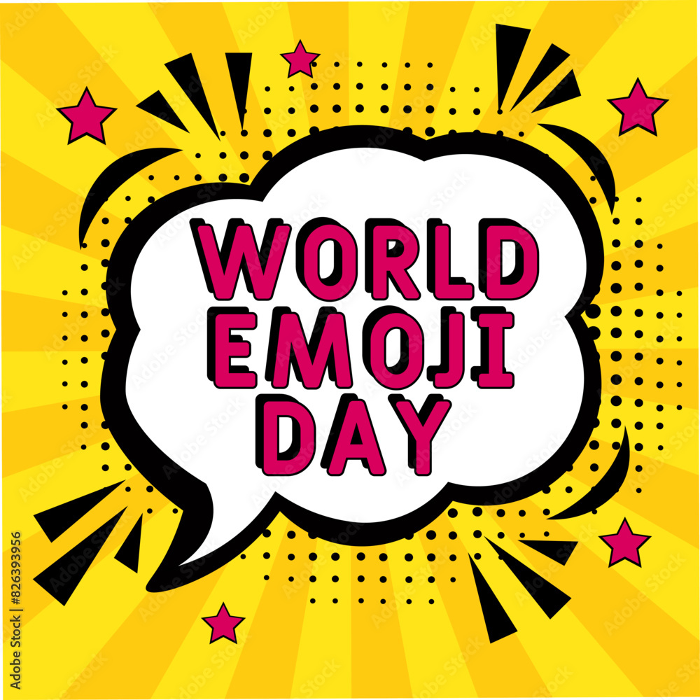 World Emoji Day pop art. World Emoji Day in comic pop art style. World ...