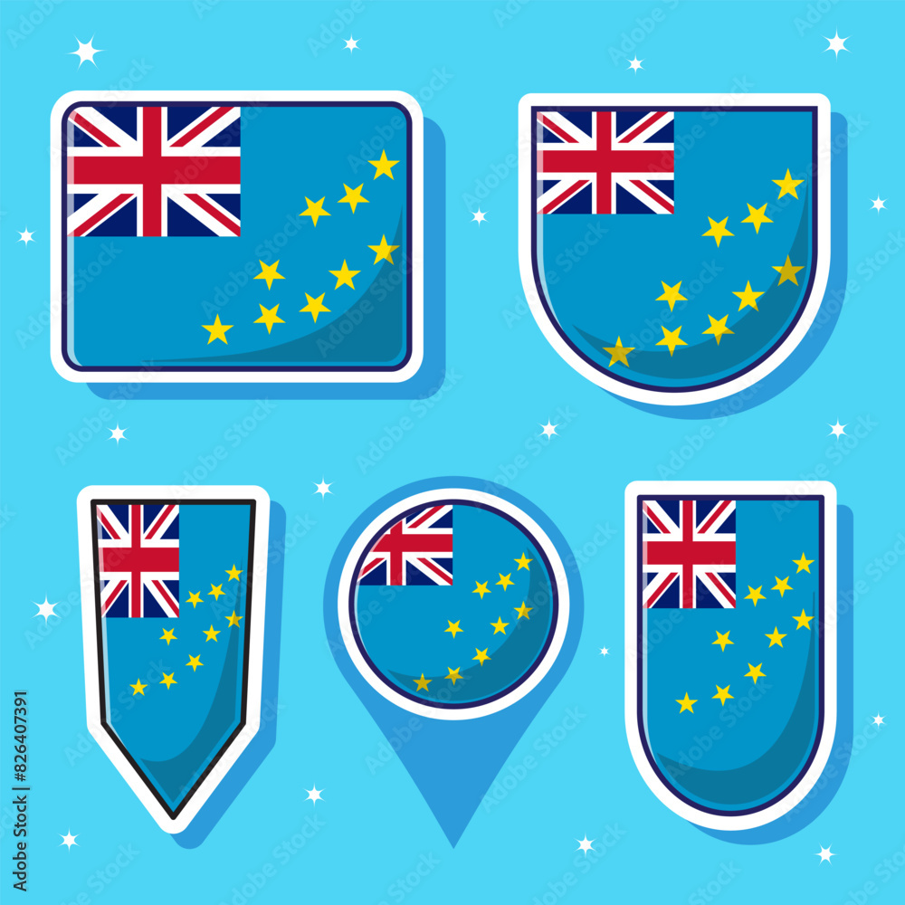 Official country signs of Tuvalu, countries flag banners. international ...
