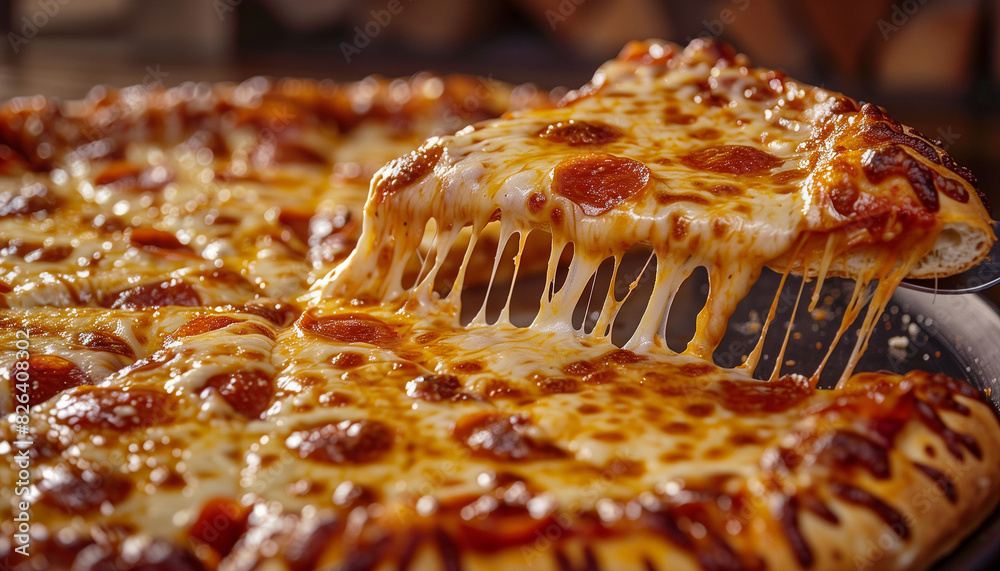 Scrumptious cheese pizza with a perfectly melted cheese pull celebrates ...