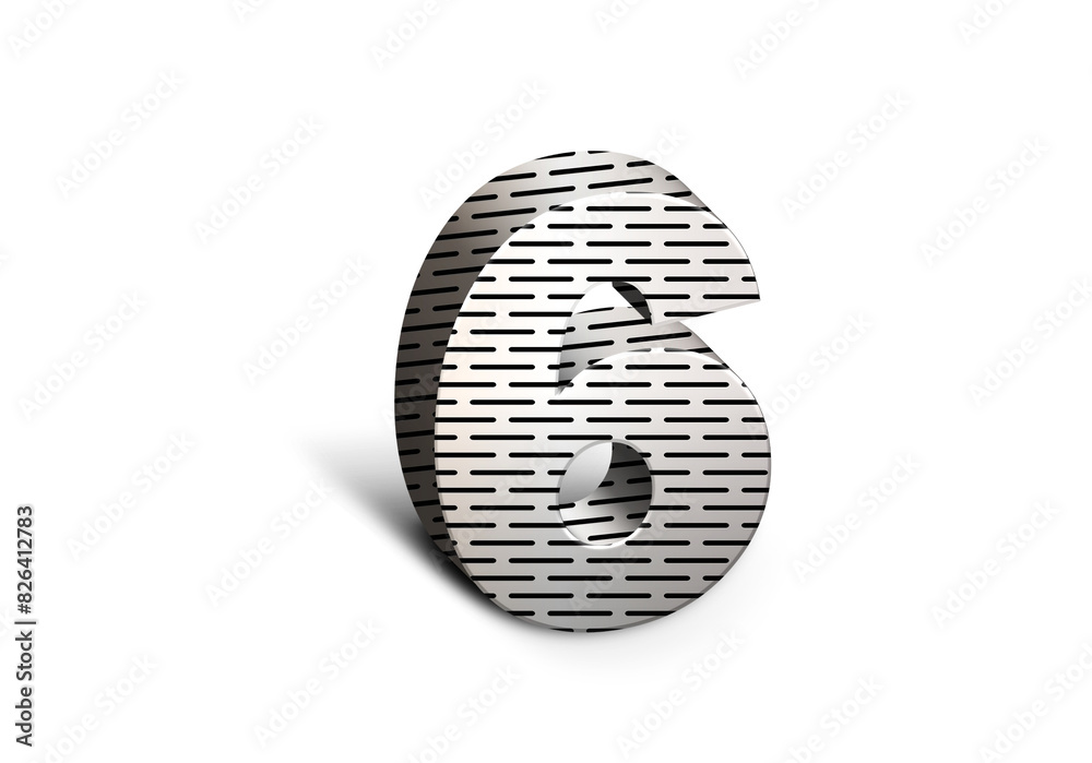 3d Steel Numbers, Alphabet Number Six made of stainless steel material ...