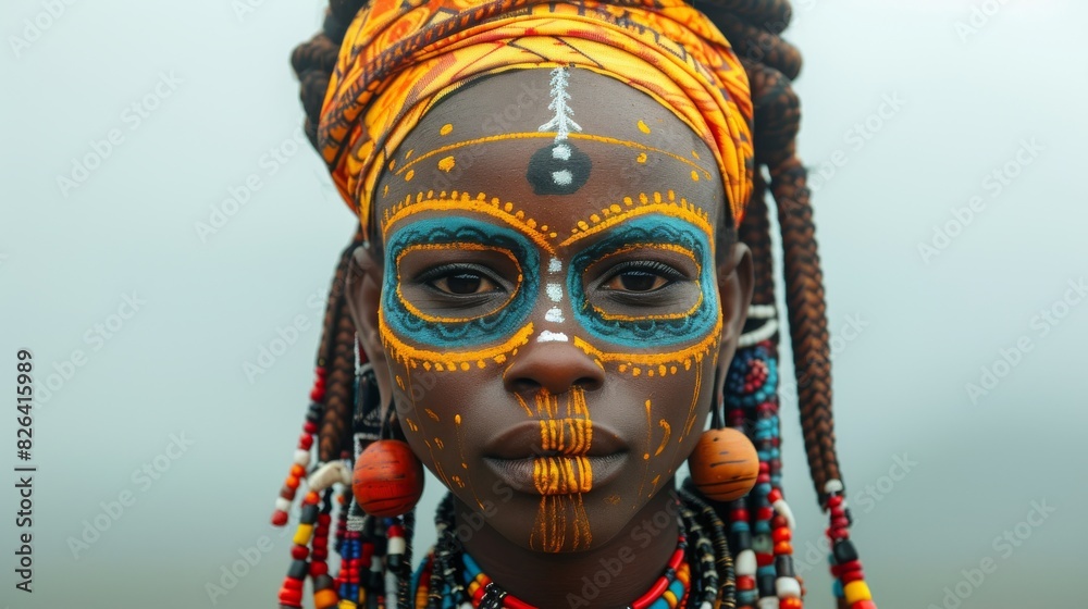Tribal mask and clothes worn by African woman warrior wearing a ...