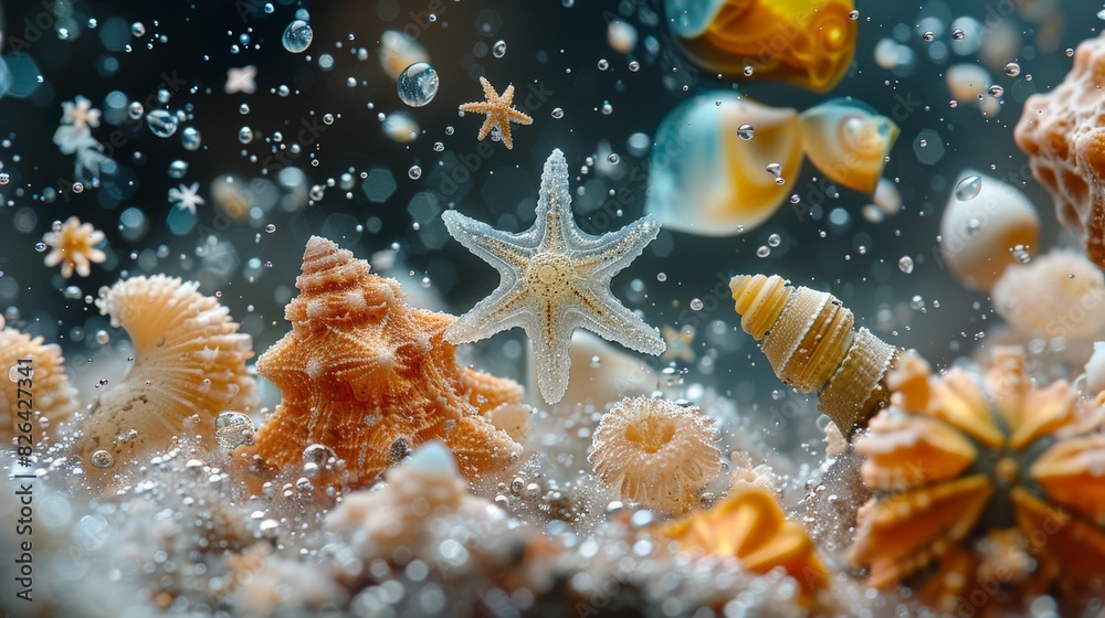 A close-up of a grain of sand under a microscope, with each particle ...