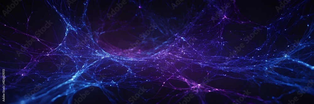 An abstract illustration of data flowing through a network of nodes ...