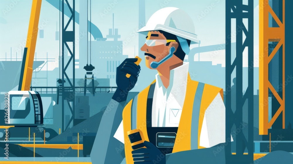 An infrastructure project manager illustration in 2D flat style ...