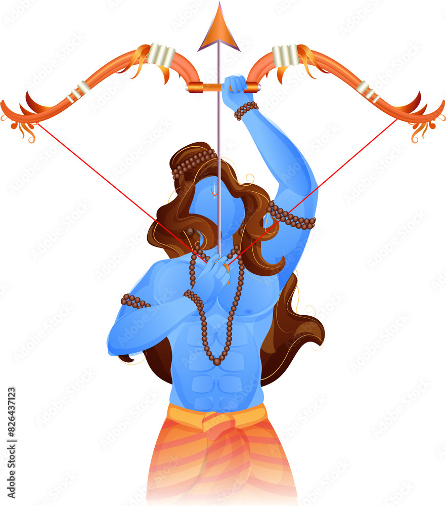 Illustration of Lord Rama Aiming Arrow with Bow for Ram Navami or ...