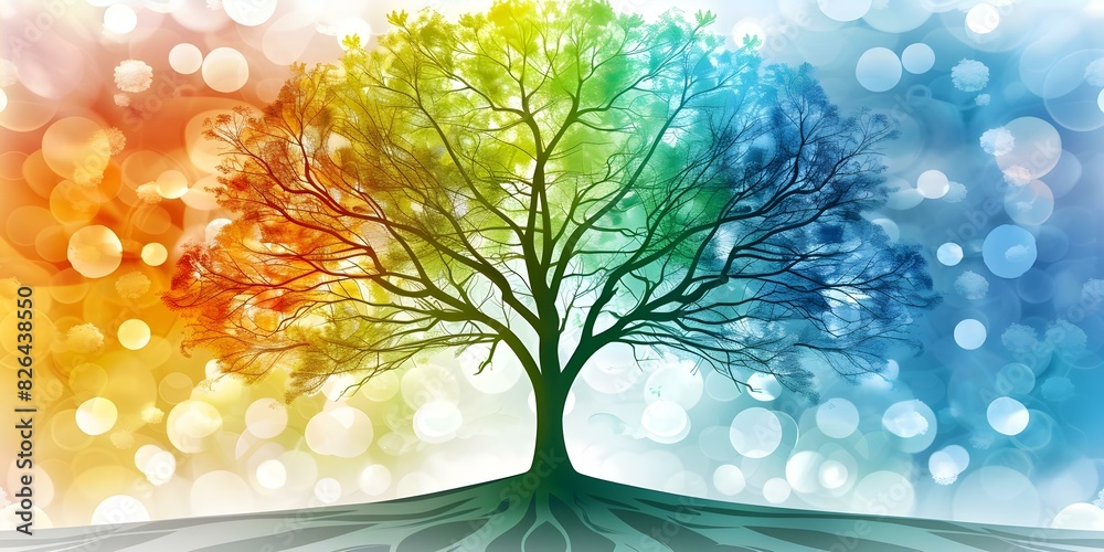 Colorful family tree template with blank cells on a light background ...