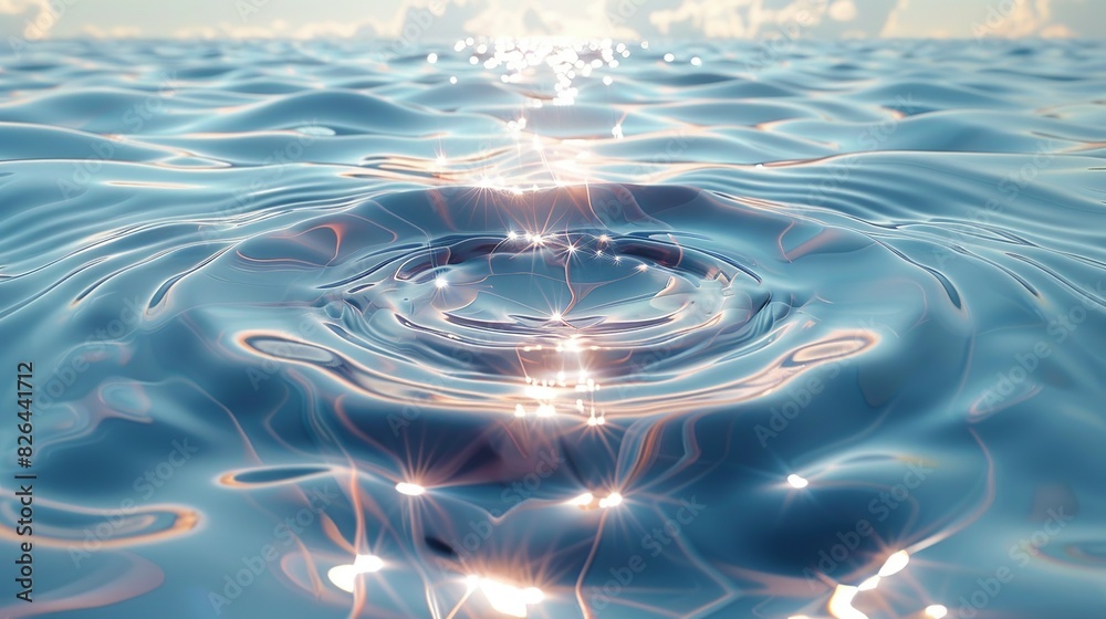 Abstract water background with geometric ripples, where each wave forms ...