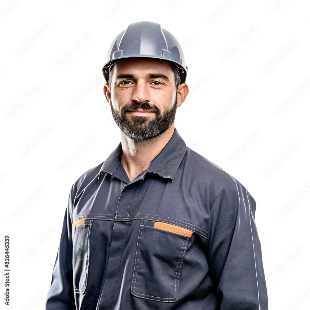 Construction worker wearing a safety helmet and uniform transparent ...
