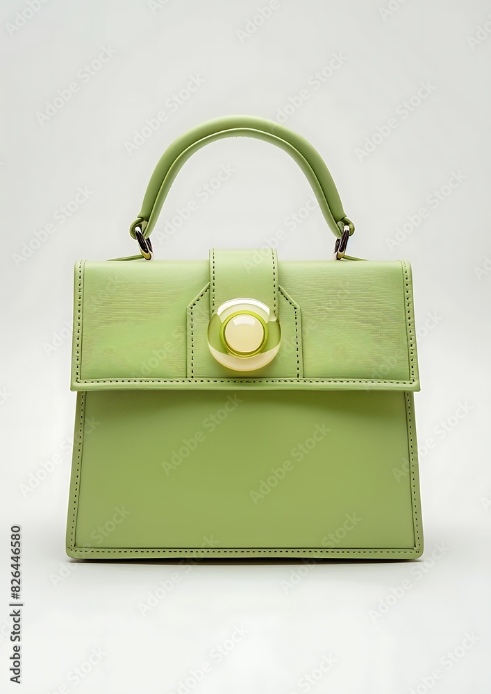 Light green women's handbag, front view, white background, high ...