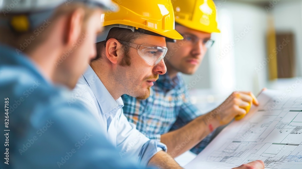 Engineer presenting a project plan in a conference room, teamwork ...