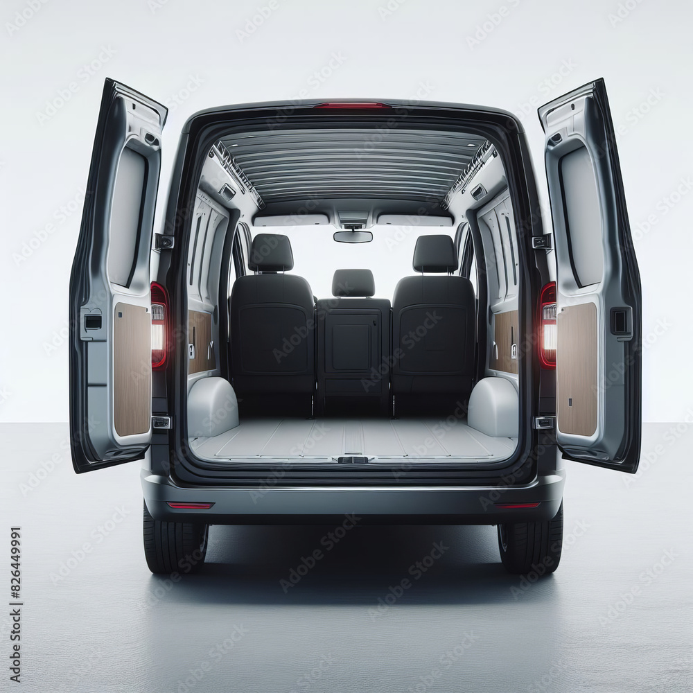 the back of the van with the trunk open, showing the spacious interior ...