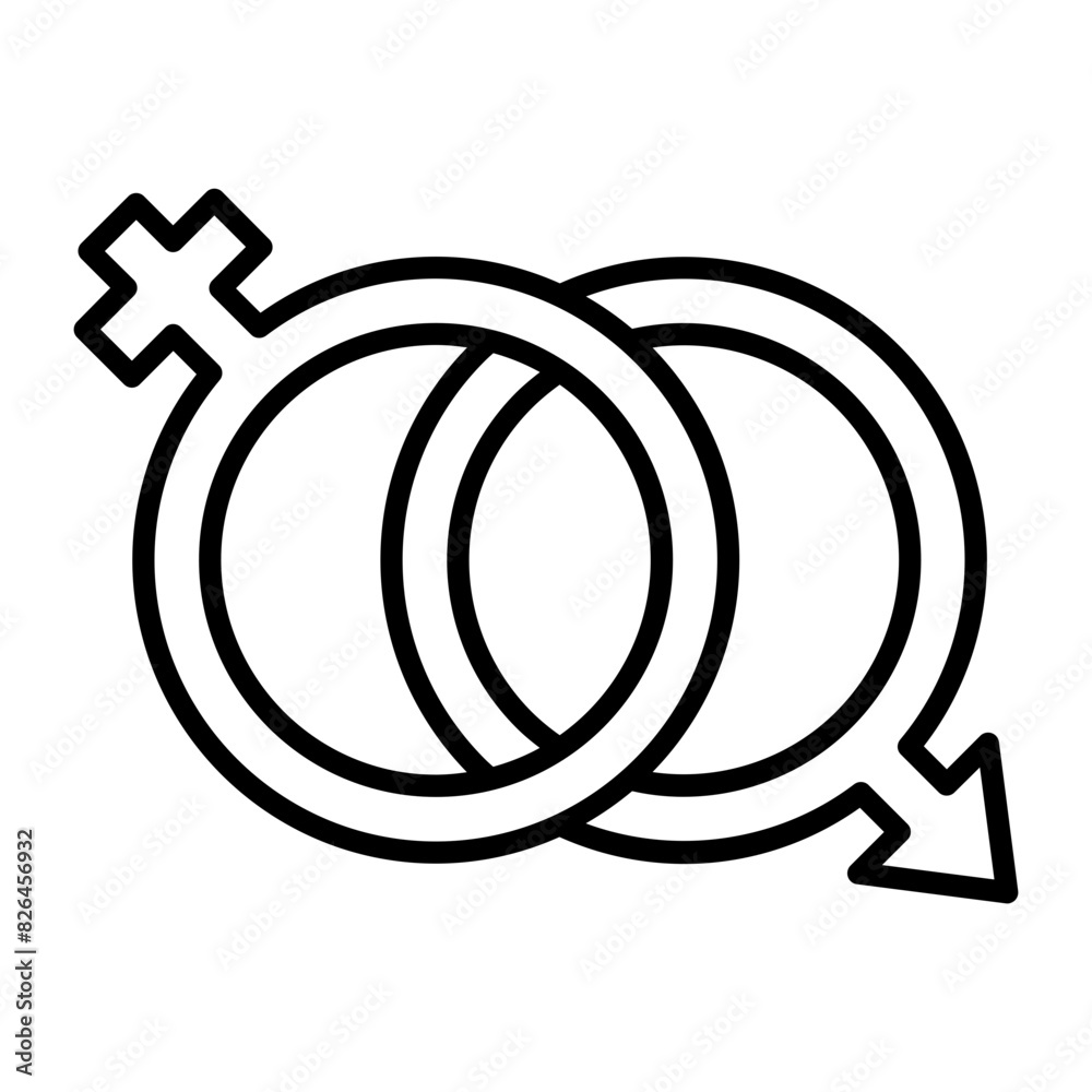 Gender or couple in love signage concept, vector outline icon, Muslim ...