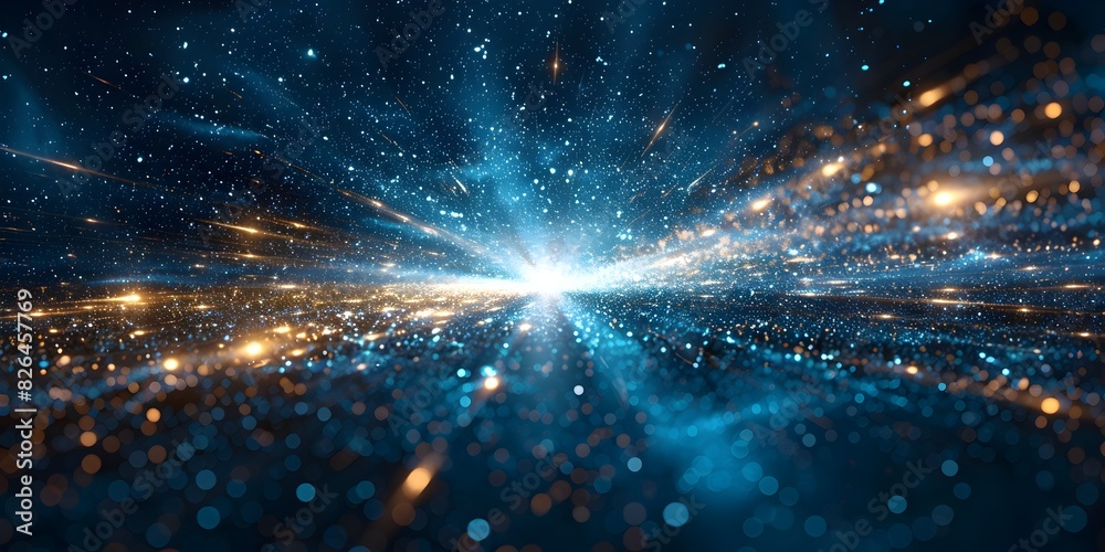 Powerful Energy Burst Frame with Bright Light Rays on Midnight Blue ...