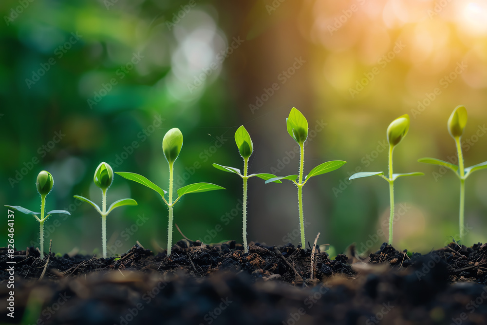 plant growth stages, seedling to mature plant, natural progression ...