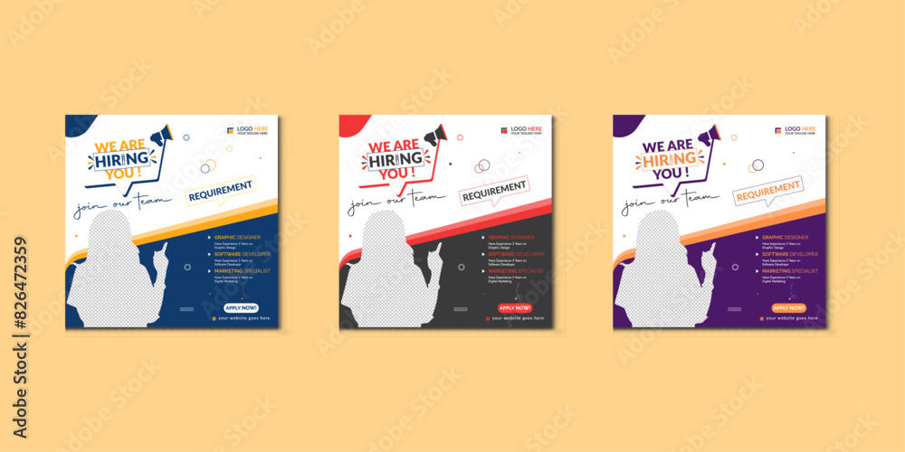 We are hiring job vacancy social media post banner design template with ...