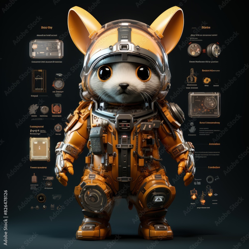 cute adorable Rabbit chibi Exosuit + : display case of knolling item ...