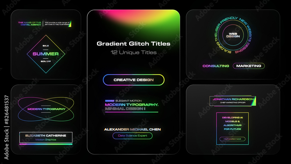 Gradient Glitch Titles Stock Template | Adobe Stock
