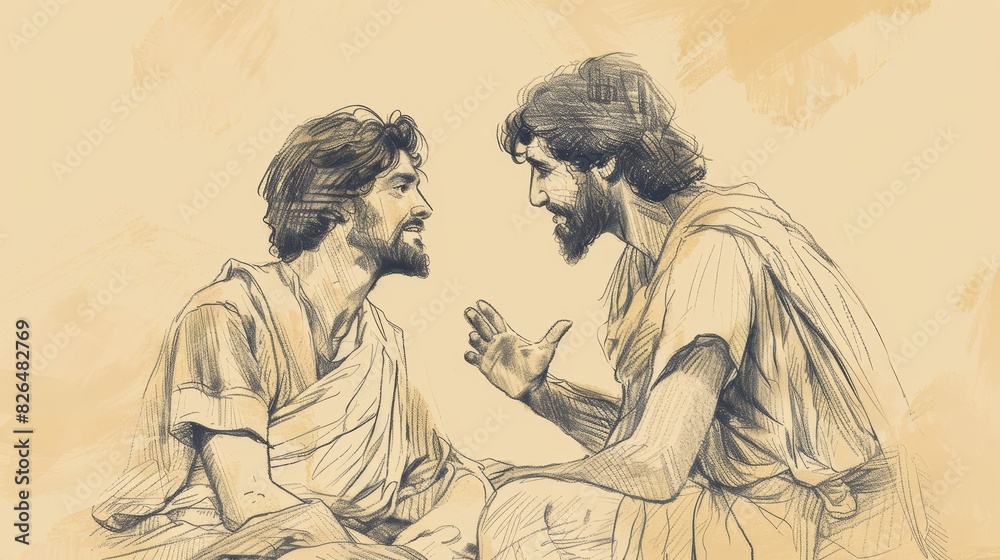Biblical Illustration of Jesus Raising Son of Widow of Nain, Young Man ...